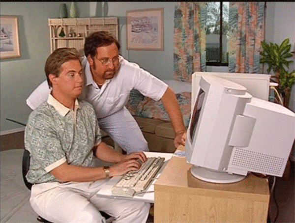 Two men looking at each other then back at the computer | Computer ...