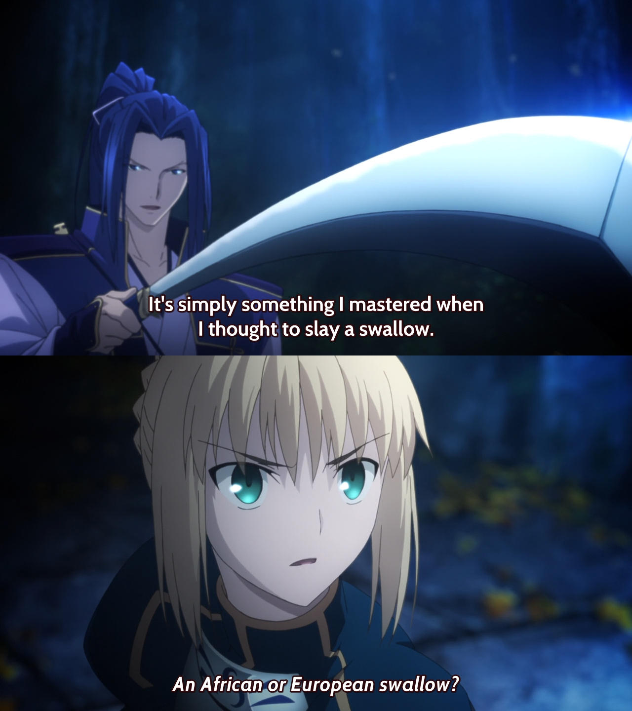 Saber's Monty Python Question | Fate/stay night | Know Your Meme