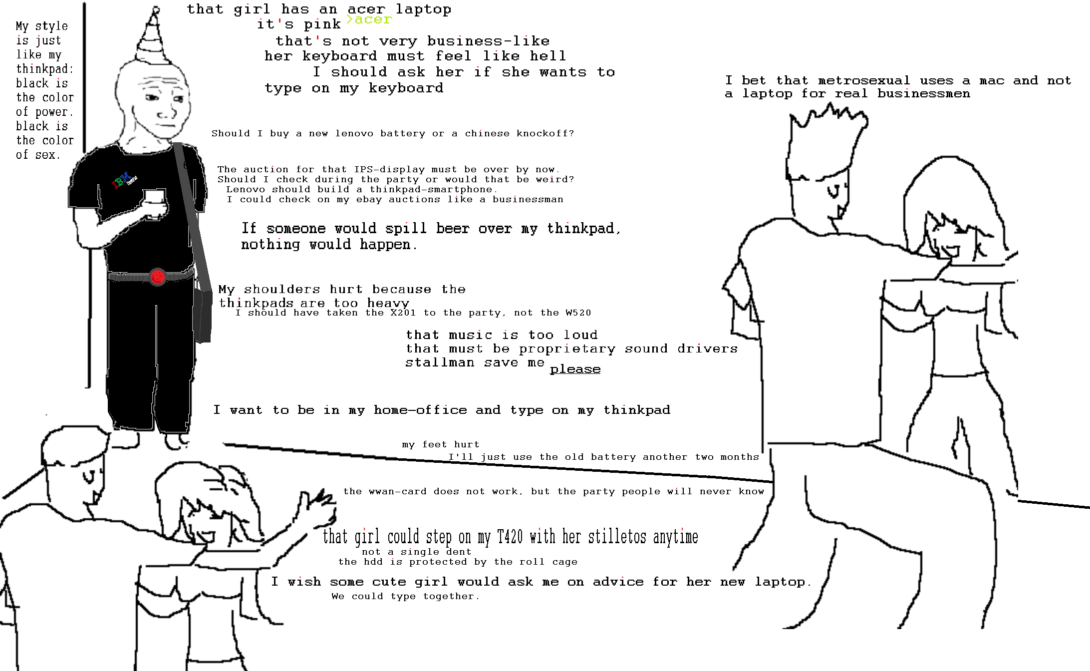 Thinkpad user at party | I Wish I Was At Home | Know Your Meme